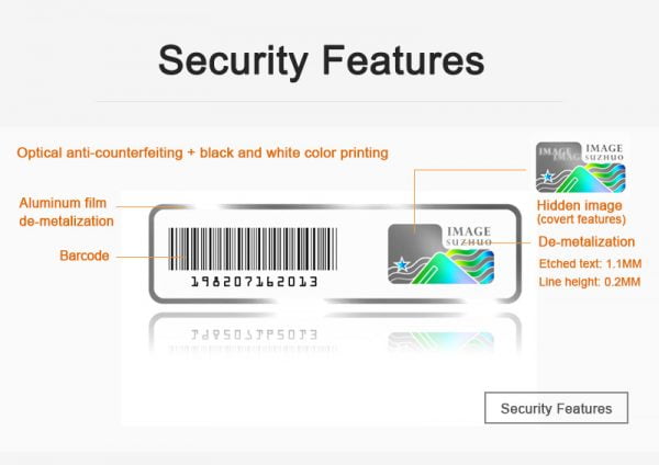 Hologram Tamper Proof Barcode Labels - SZIMAGETECH